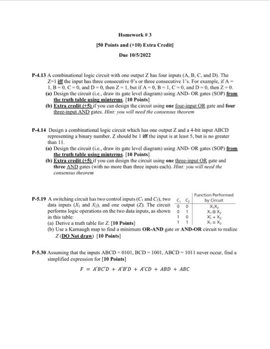 Solved P 413 A Combinational Logic Circuit With One Output
