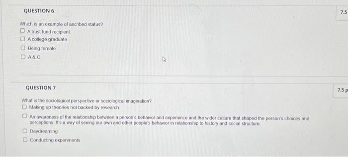 Which is an example of ascribed status? A trust fund | Chegg.com