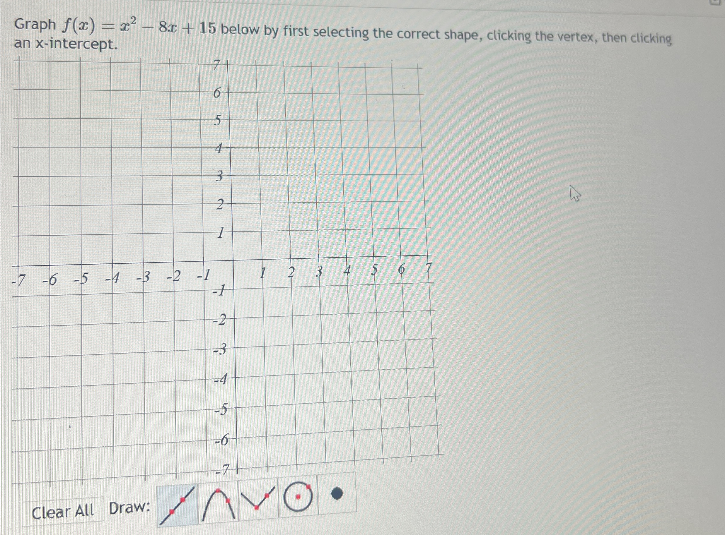 Solved Graph f(x)=x2-8x+15 ﻿below by first selecting the | Chegg.com