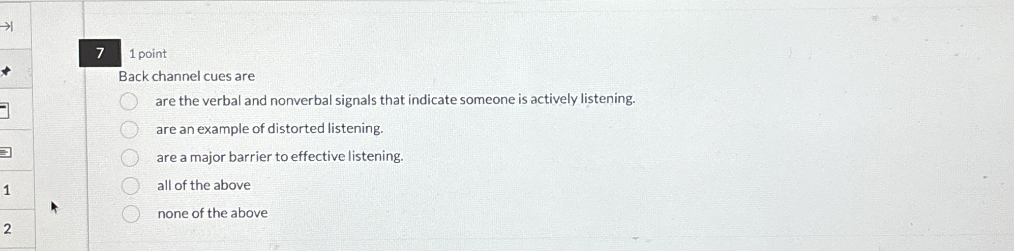 Solved 71 ﻿pointBack channel cues areare the verbal and | Chegg.com