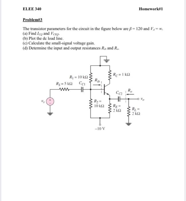 Solved ELEE 340 Homework#1 Problem#3 The transistor | Chegg.com