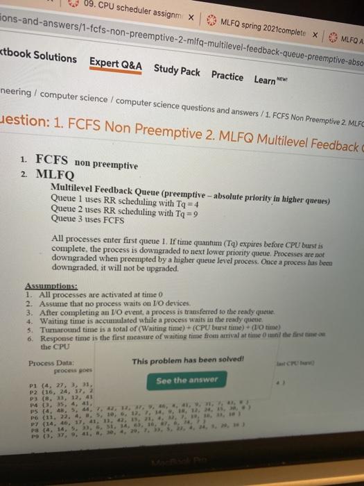 09. CPU scheduler assignm X MLFQ spring 2021complete | Chegg.com