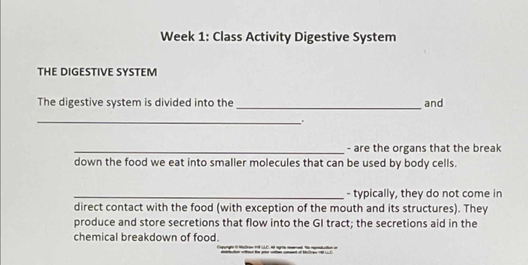 Solved Week 1: Class Activity Digestive SystemTHE DIGESTIVE | Chegg.com