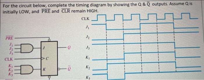 Solved For the circuit below, complete the timing diagram by | Chegg.com