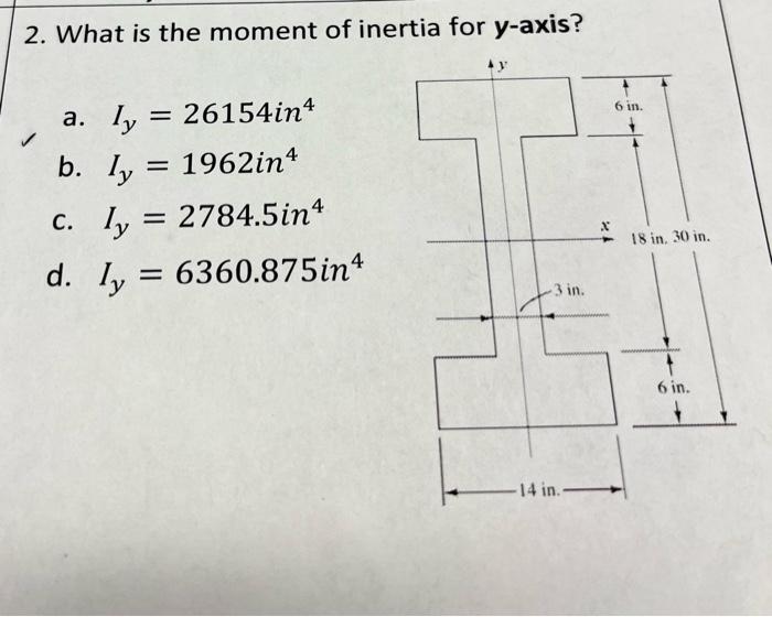 Solved 2. What is the moment of inertia for y-axis? a. | Chegg.com
