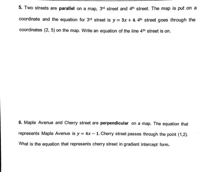 Solved 5. Two streets are parallel on a map, 3rd street and | Chegg.com