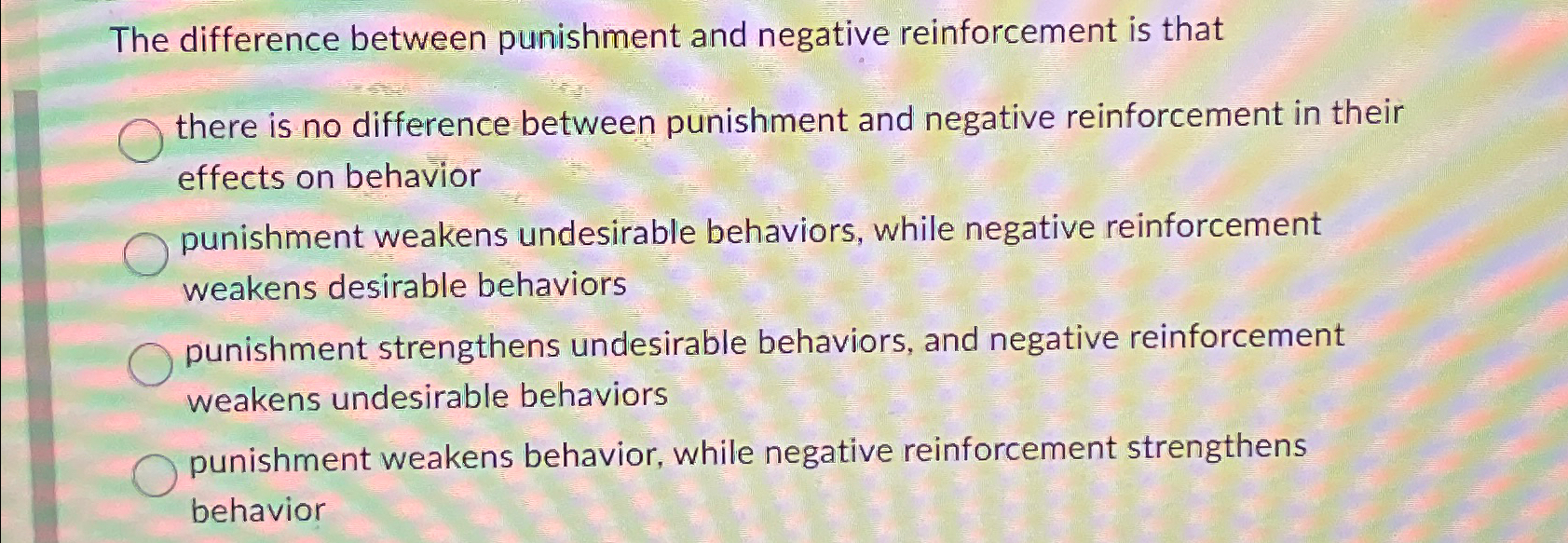 Solved The difference between punishment and negative | Chegg.com