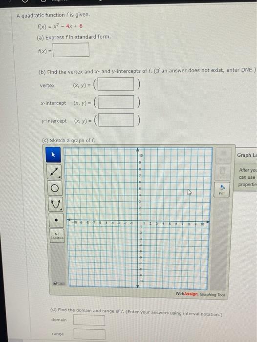 Solved A Quadratic Function Fis Given F X X2 4x 6