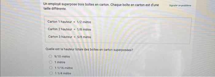 Solved Un employé superpose trois boîtes en carton. Chaque | Chegg.com