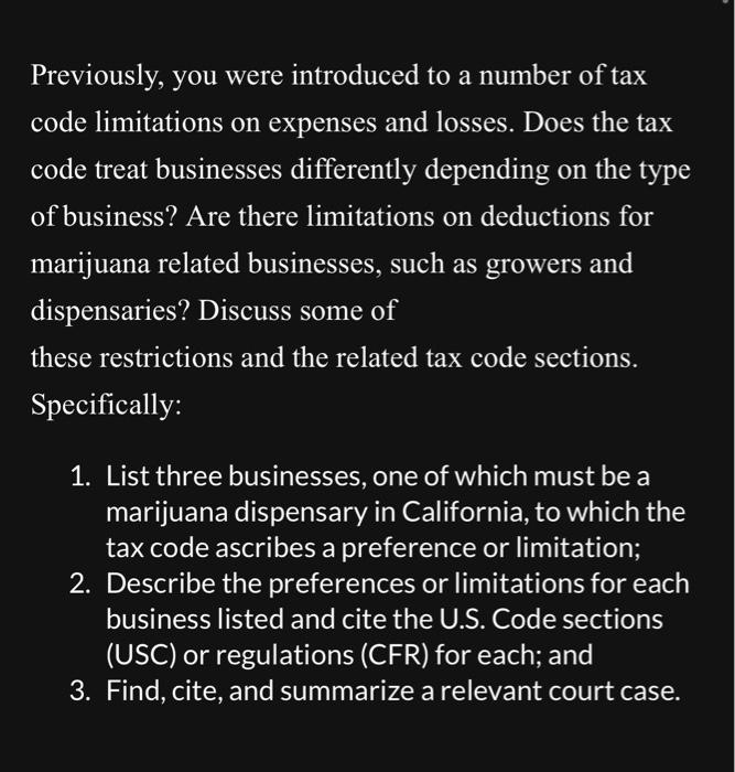 Solved Previously, you were introduced to a number of tax | Chegg.com