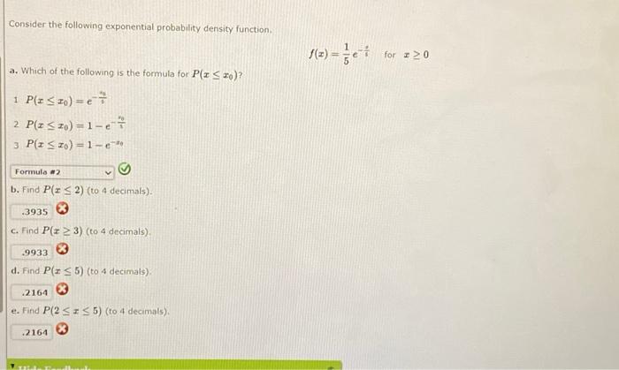 Solved Consider the following exponential probability | Chegg.com