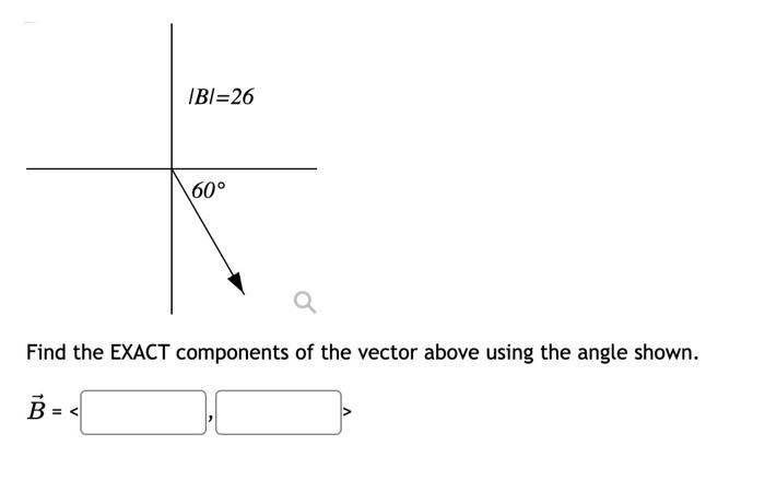 Solved IBI=26 60° Find the EXACT components of the vector | Chegg.com