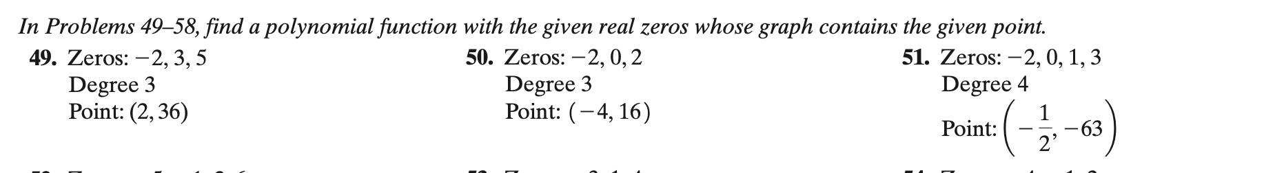 Solved In Problems 49-58, ﻿find a polynomial function with | Chegg.com