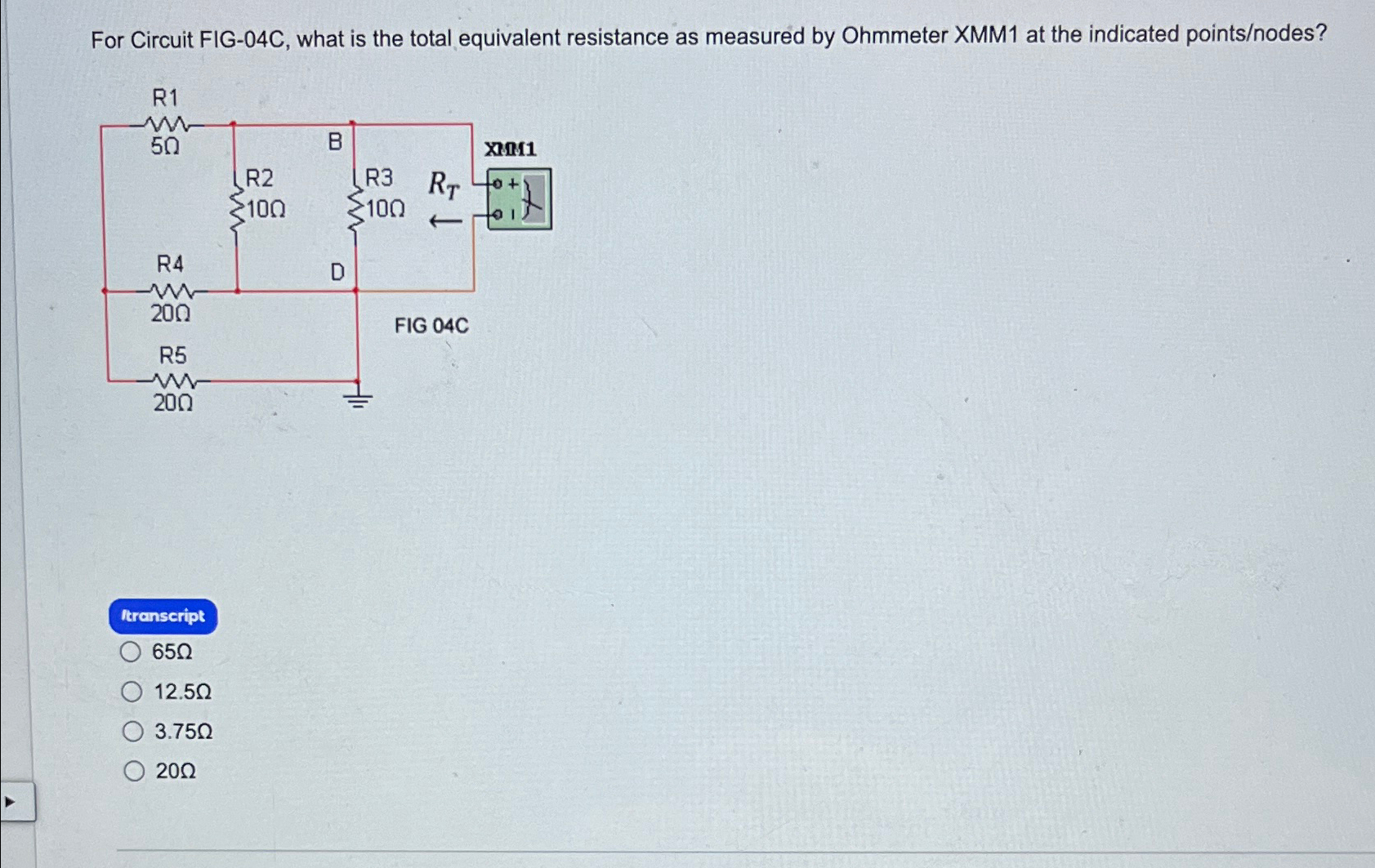 Solved For Circuit FIG-04C, ﻿what is the total equivalent | Chegg.com