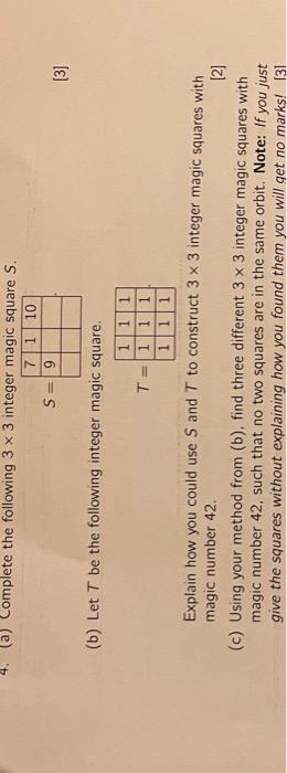 Solved (a) Complete the following 3×3 integer magic square | Chegg.com