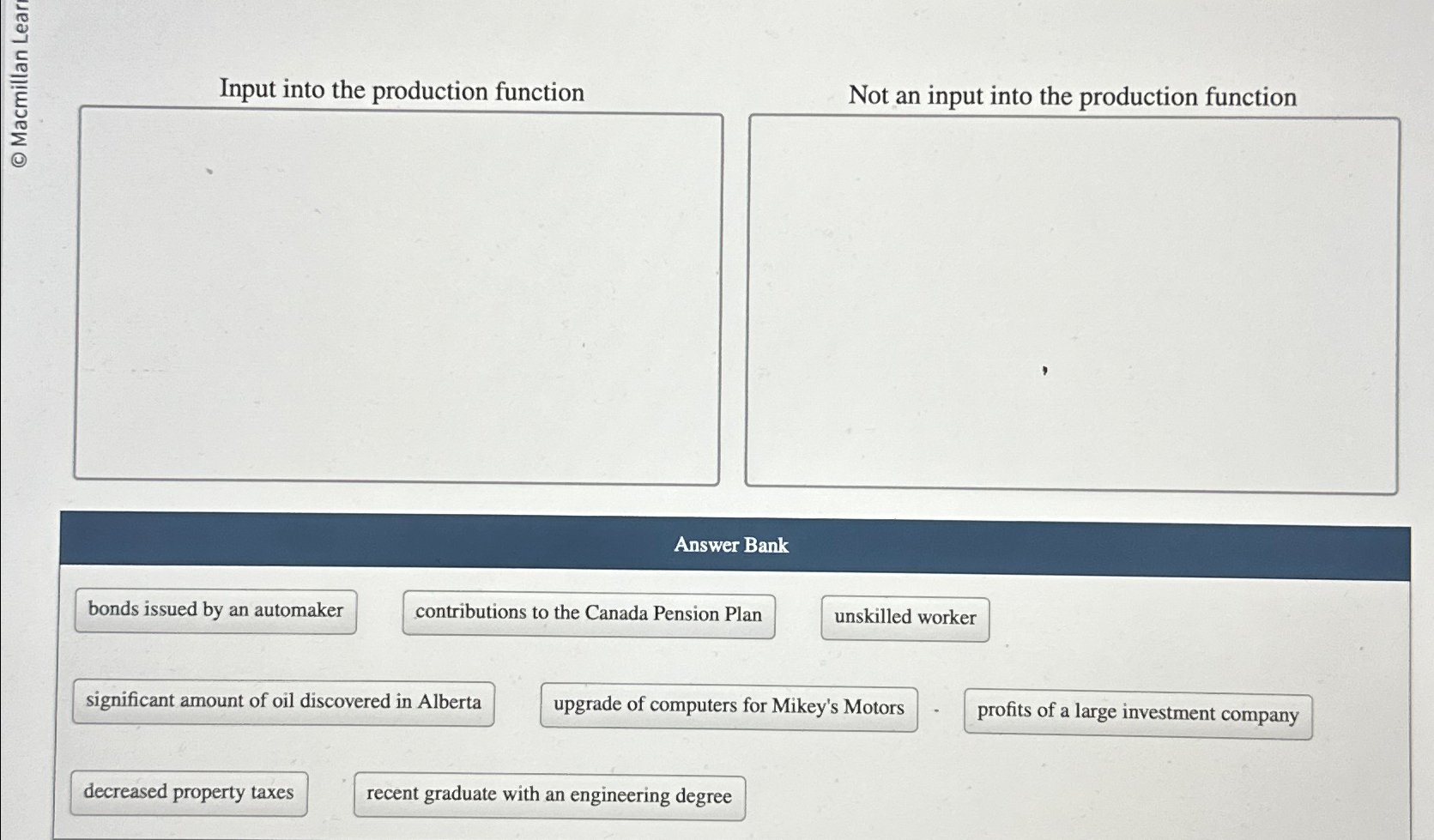 Solved Input into the nroduction functionNot an input into | Chegg.com