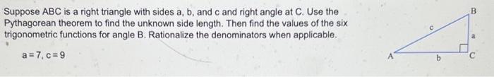 Solved Suppose ABC is a right triangle with sides a,b, and c | Chegg.com