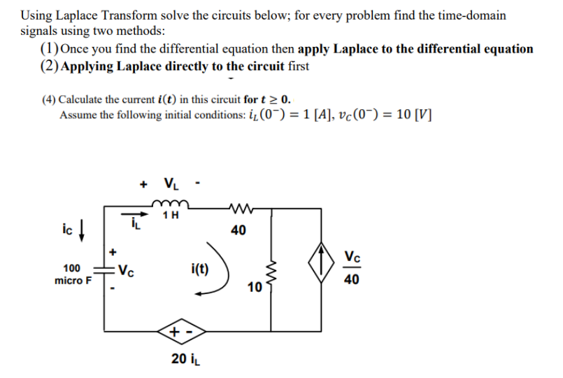 Using Laplace Transform solve the circuits below; for | Chegg.com