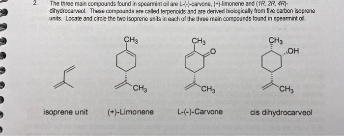 Solved 2. The three main compounds found in spearmint oil | Chegg.com