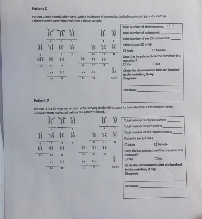 Solved Part II. Chromosomal analysis through karyotyping | Chegg.com