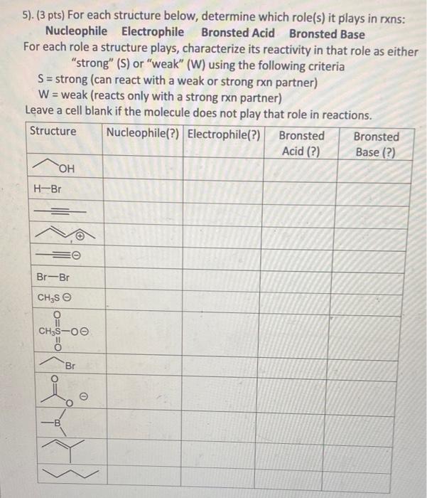 5). ( 3 pts) For each structure below, determine | Chegg.com