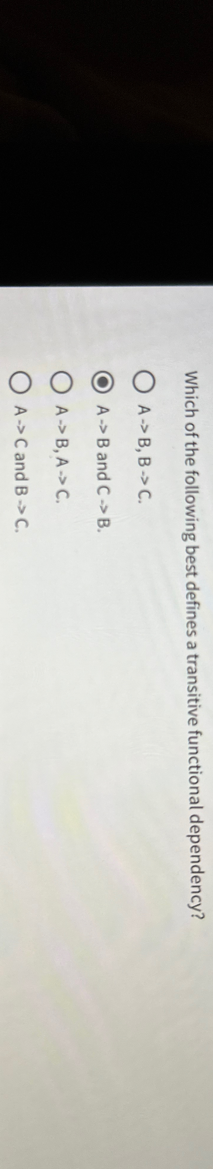 Solved Which Of The Following Best Defines A Transitive 