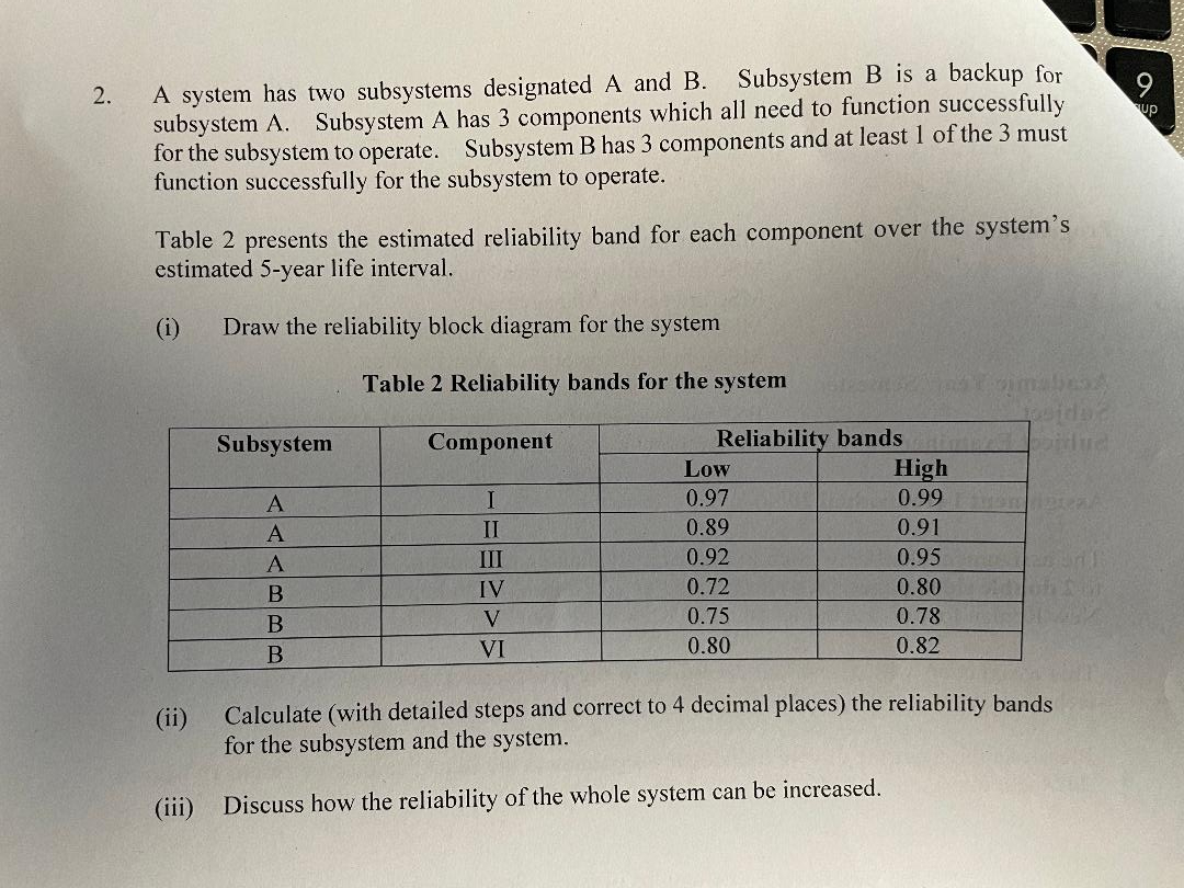 Solved A system has two subsystems designated A and B. | Chegg.com