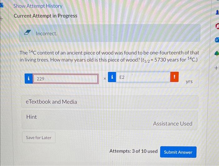 Solved Show Attempt History Current Attempt in Progress | Chegg.com