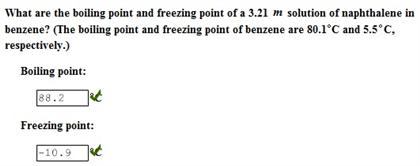 Solved What are the boiling point and freezing point of a | Chegg.com