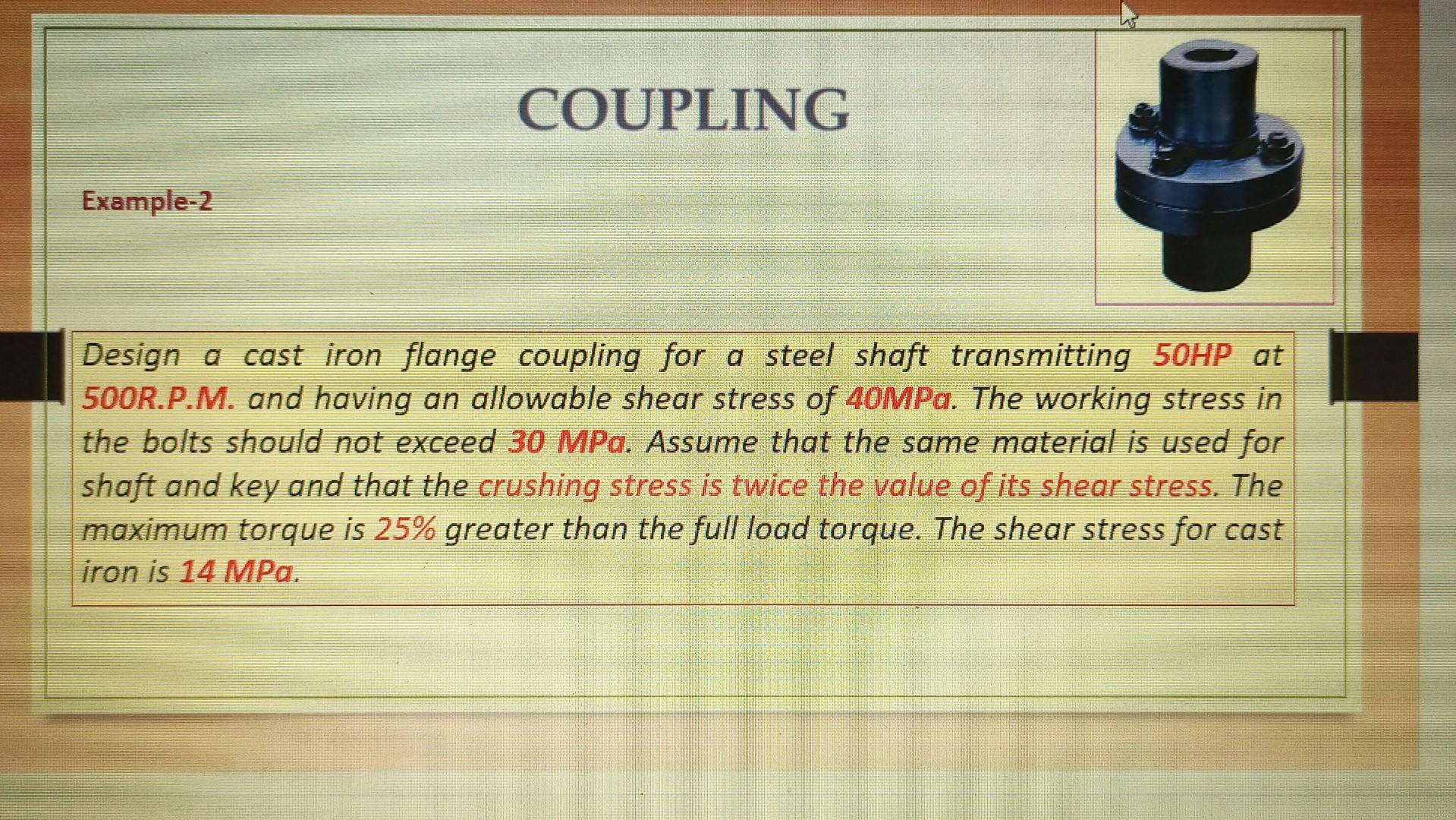 Solved Example-2 Design a cast iron flange coupling for a | Chegg.com
