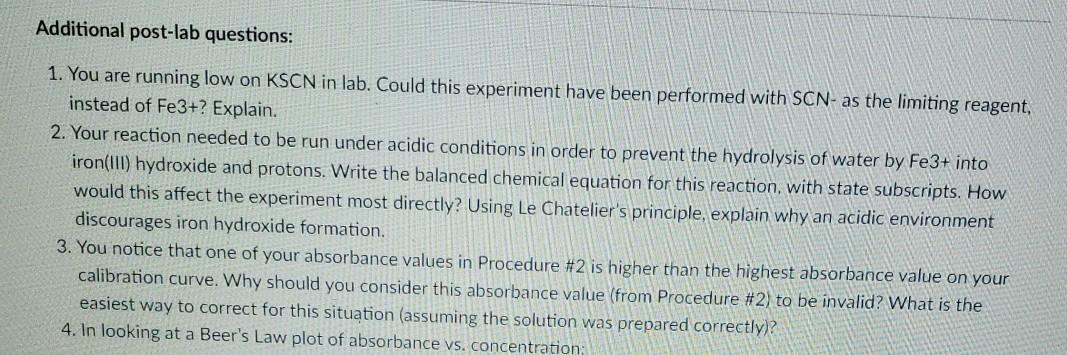 Solved Equipment: 10 ml beaker, 2 30 ml beakers, 2 waste | Chegg.com
