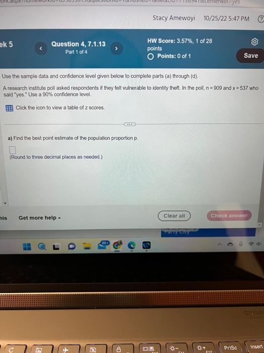 Solved Find the critical value zα/2 that corresponds to the | Chegg.com