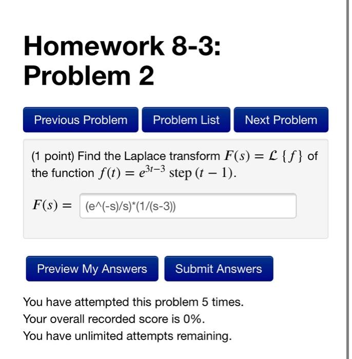 Solved Homework 8 3 Problem 2 Previous Problem Problem List 6408