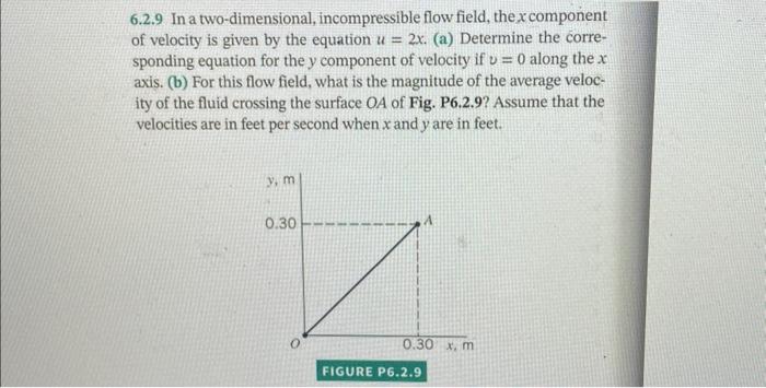 Solved 6.2.9 In a two-dimensional, incompressible flow | Chegg.com