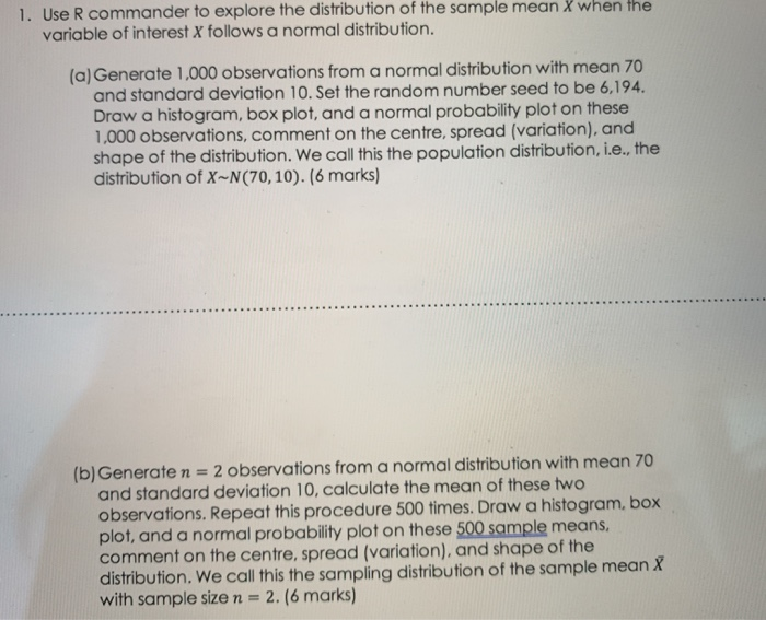 Solved i need this done through r commander and i need a | Chegg.com