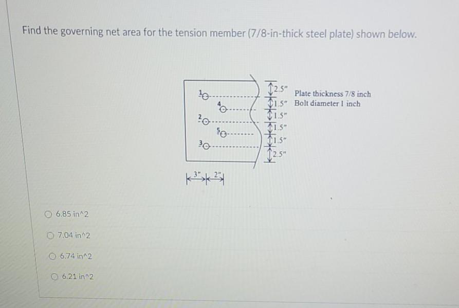 Solved Find the governing net area for the tension member | Chegg.com