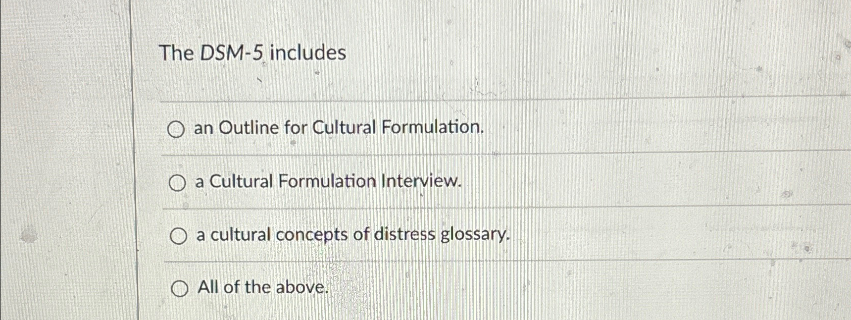 Solved The DSM-5 ﻿includesan Outline for Cultural | Chegg.com