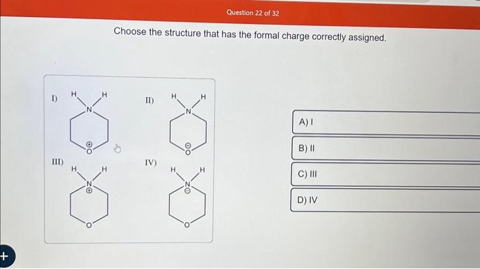 Solved Choose the structure that has the formal charge | Chegg.com