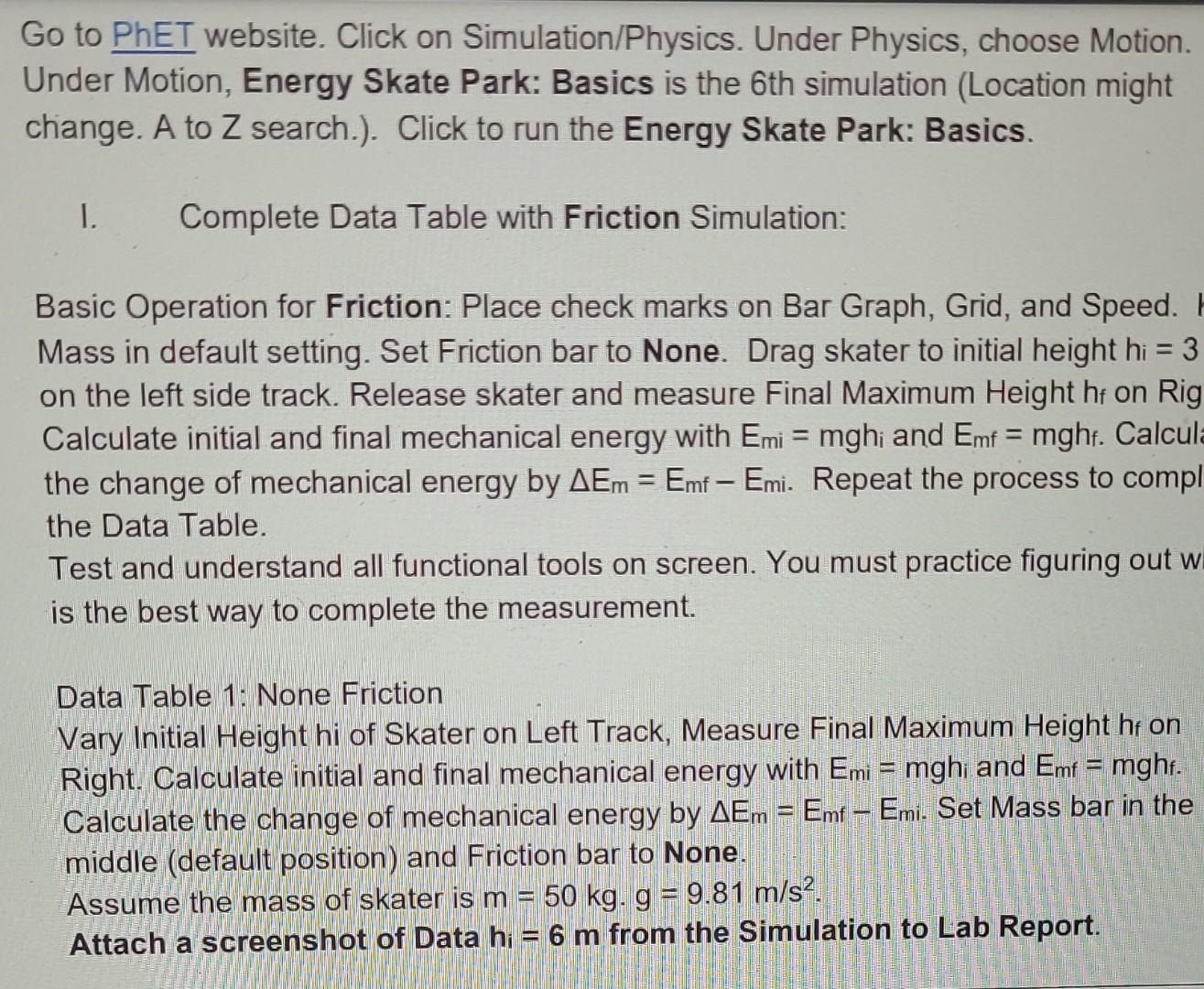 Solved Go to PhET website. Click on Simulation/Physics. | Chegg.com
