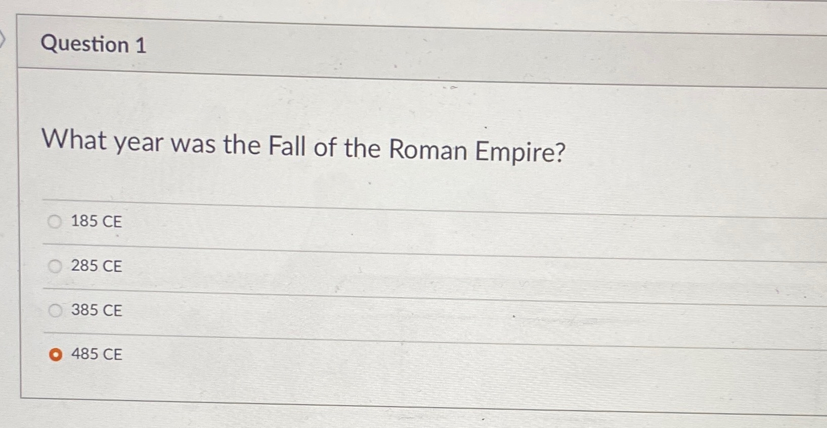 Solved Question 1What year was the Fall of the Roman | Chegg.com