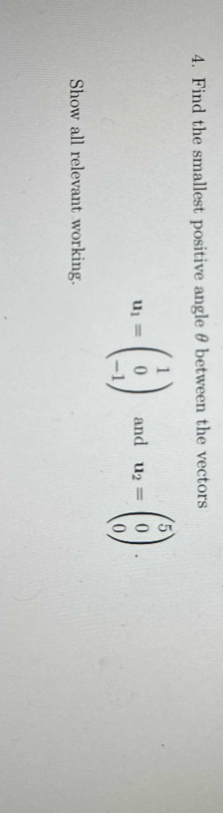 Solved Find the smallest positive angle θ ﻿between the | Chegg.com