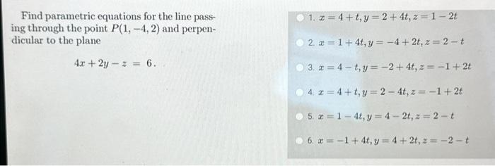Solved Find parametric equations for the line passing | Chegg.com