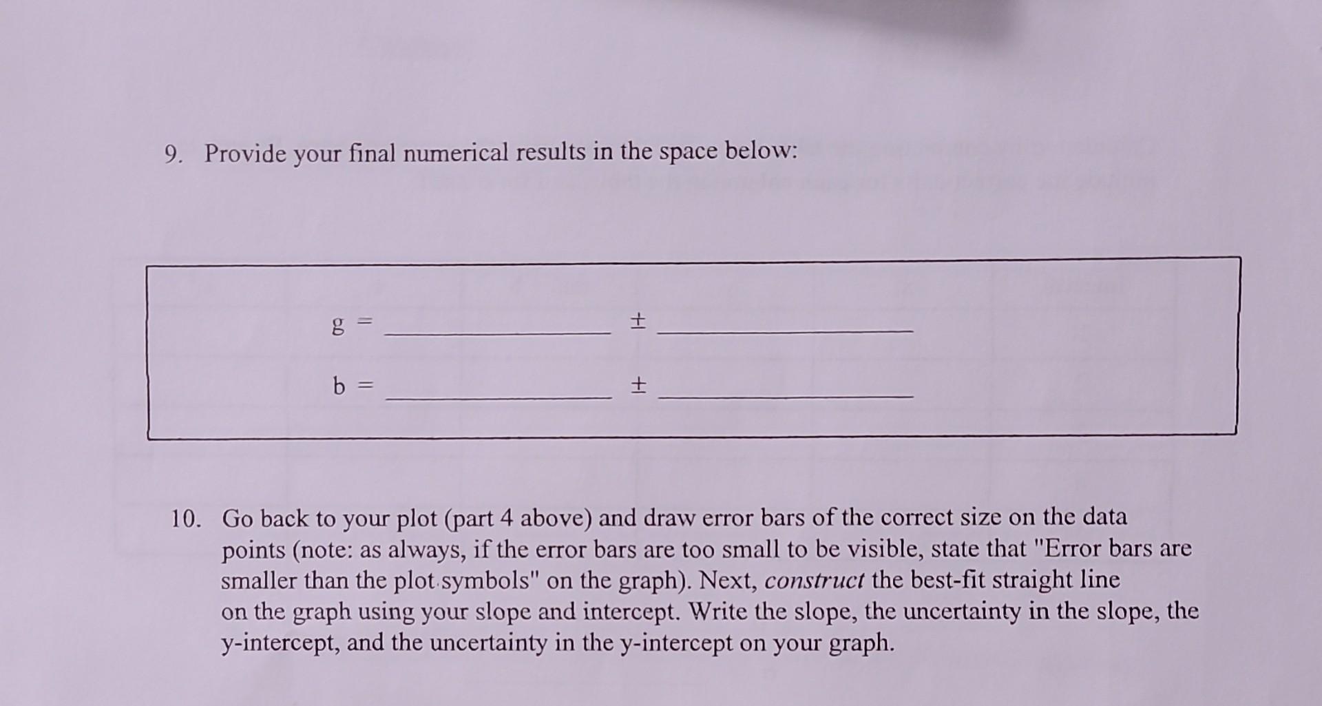 1. Summarize your results in the following table. 2. | Chegg.com