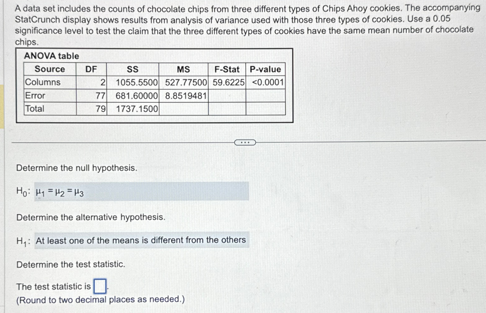 Solved A data set includes the counts of chocolate chips | Chegg.com