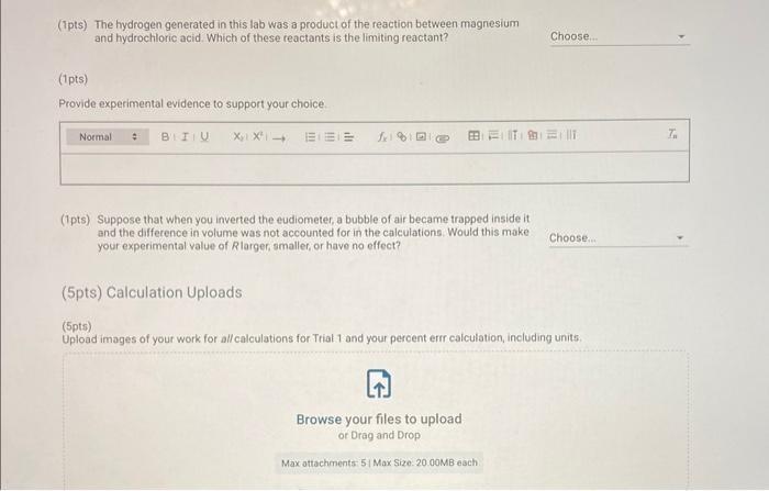 Solved Report Table IG.1: Experimental Data (22pts) Data | Chegg.com