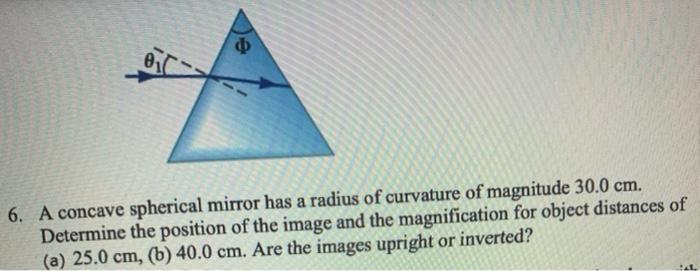 Solved 5. A triangular glass prism with apex angle of $ = | Chegg.com