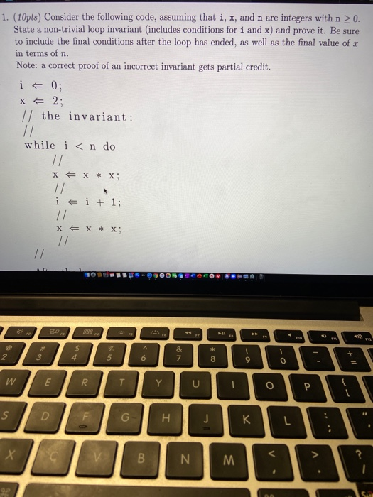 Solved 1. (10pts) Consider the following code, assuming that | Chegg.com