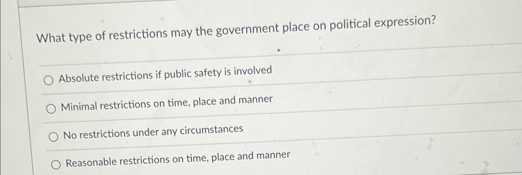 Solved What type of restrictions may the government place on | Chegg.com