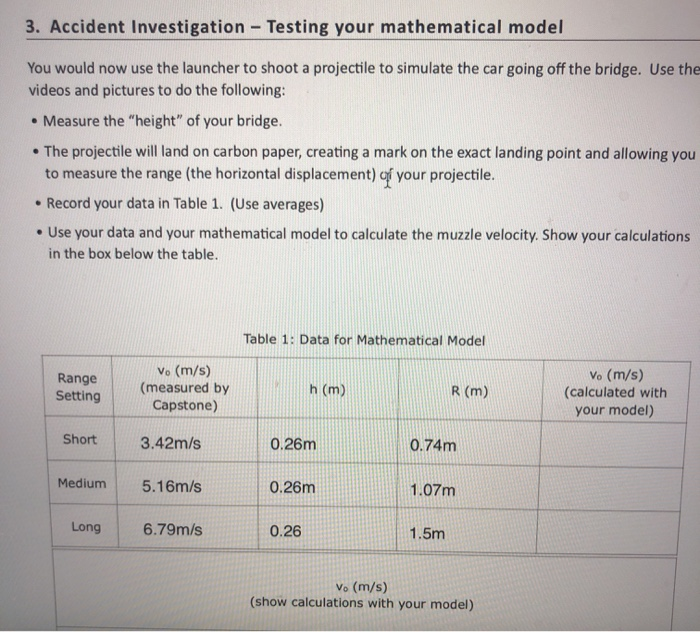 Solved 3. Accident Investigation - Testing your mathematical | Chegg.com