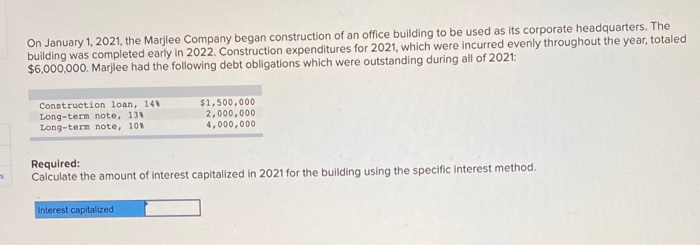 Solved On January 1, 2021, the Marjlee Company began | Chegg.com